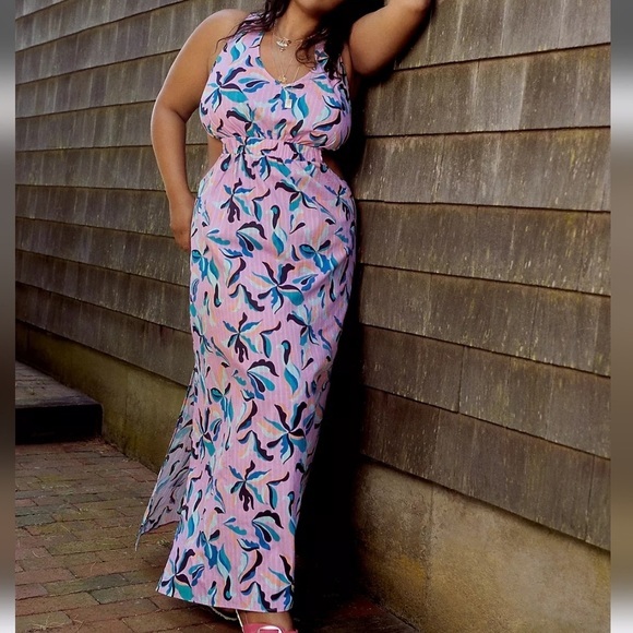 Anthropologie | Dresses | Anthropologie Purple Botanical Cutout Maxi ...
